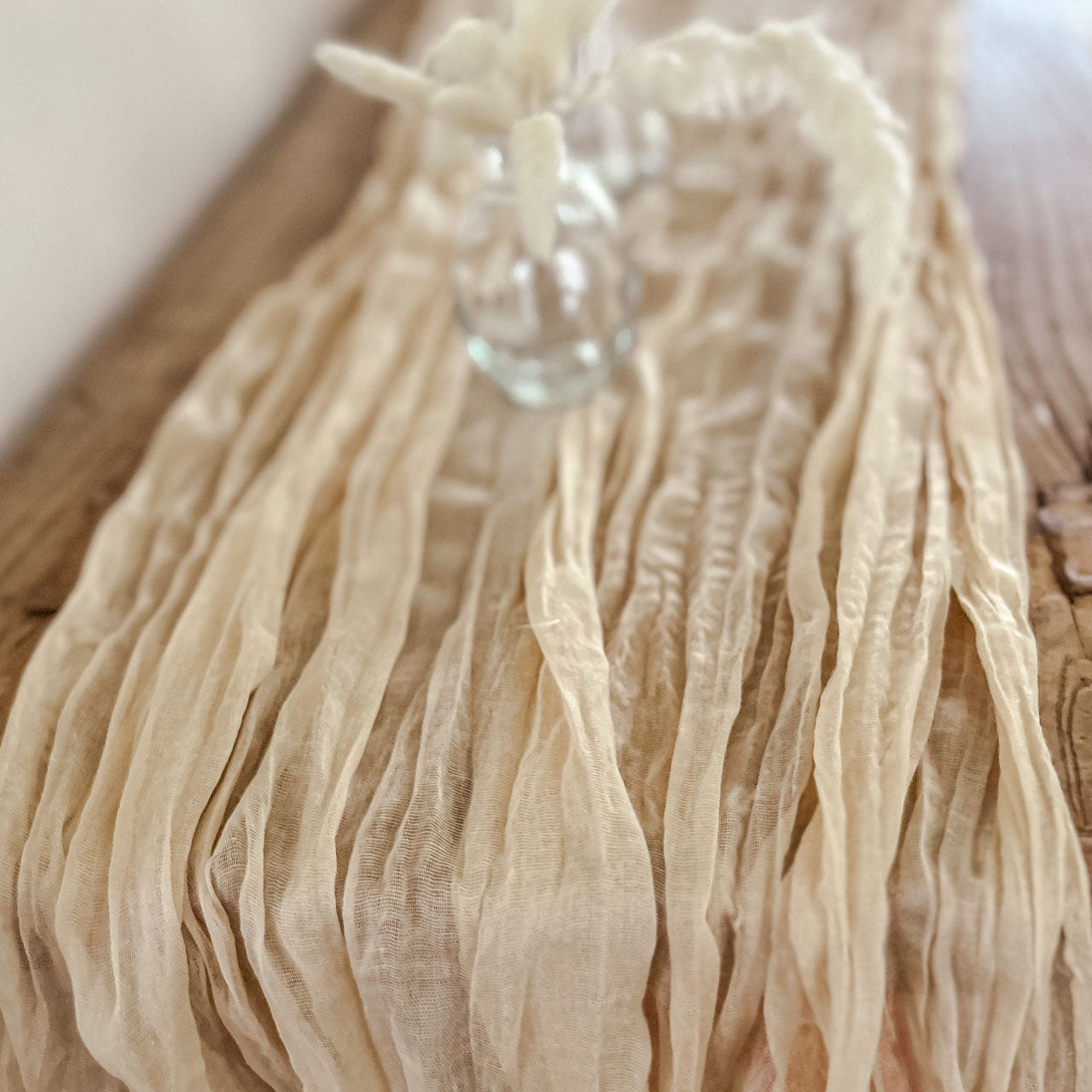 Taupe Neutral Crinkled Cheesecloth Wedding Table Runner 3m – The ...