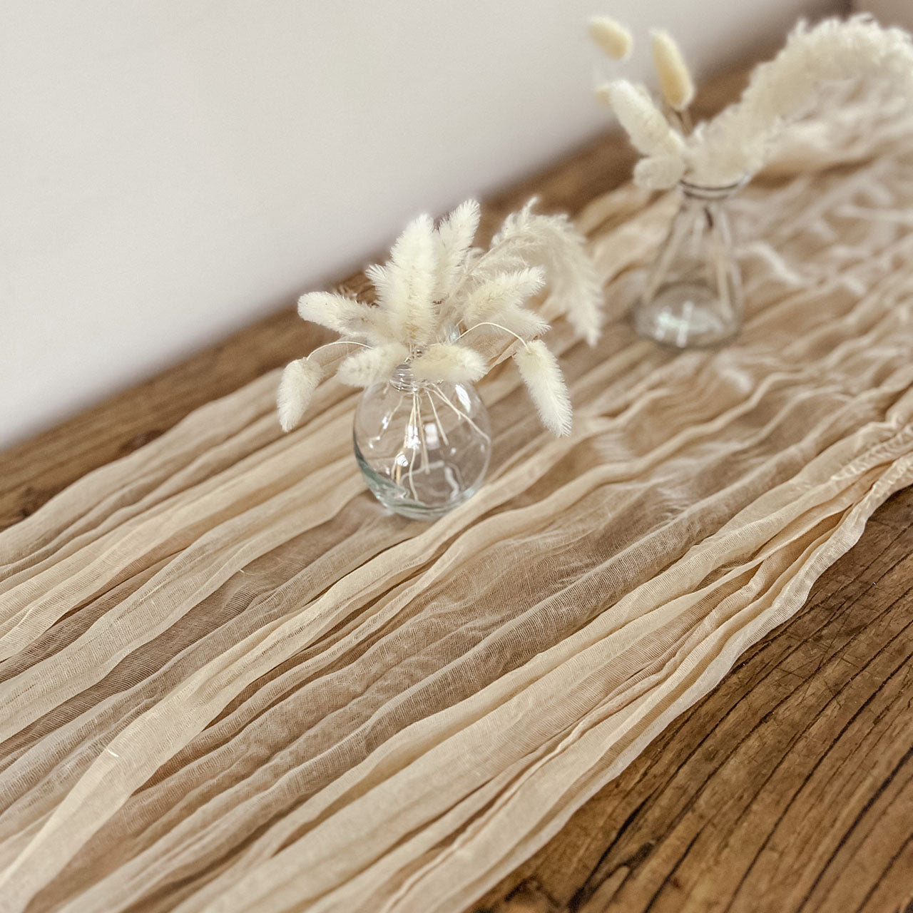 Taupe Neutral Crinkled Cheesecloth Wedding Table Runner 3m – The ...
