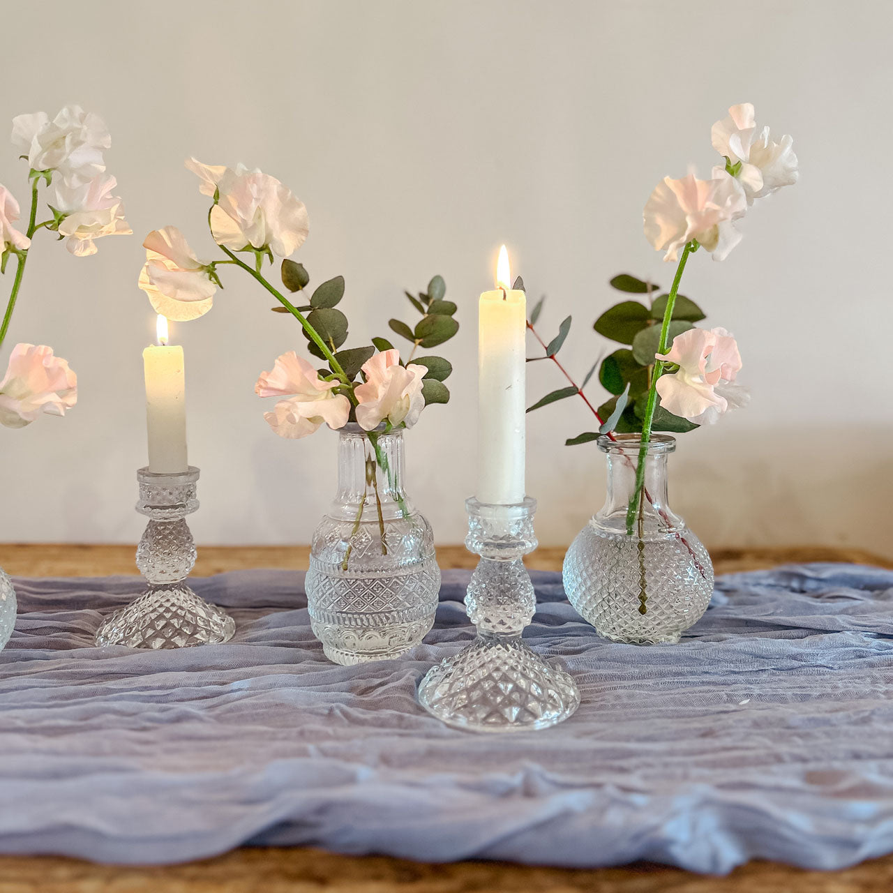 Dusky Blue Crinkled Cheesecloth Wedding Table Runner 3m – The Wedding ...