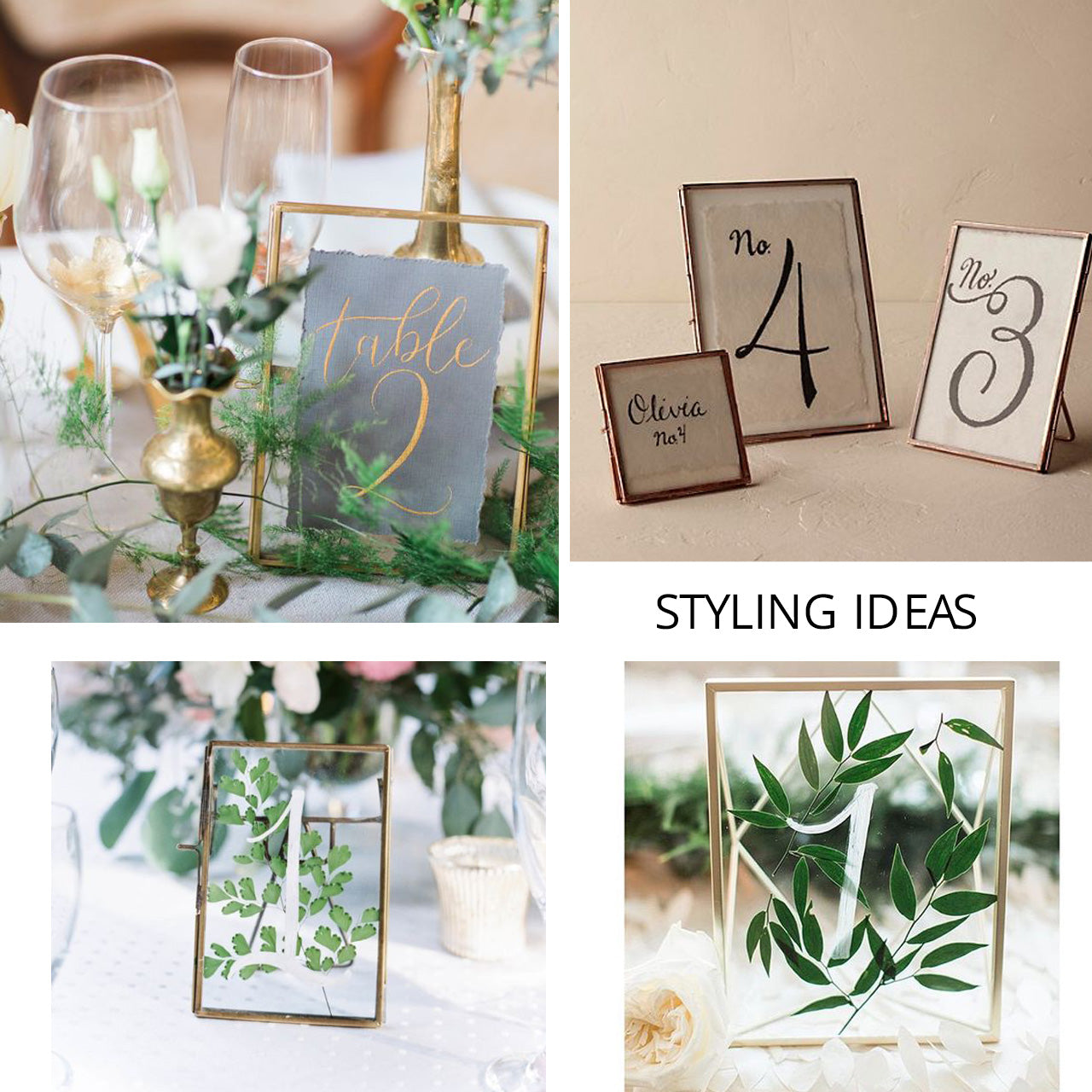 Brass Photo Frames Table Numbers (Free Standing) Wedding Stationery ...