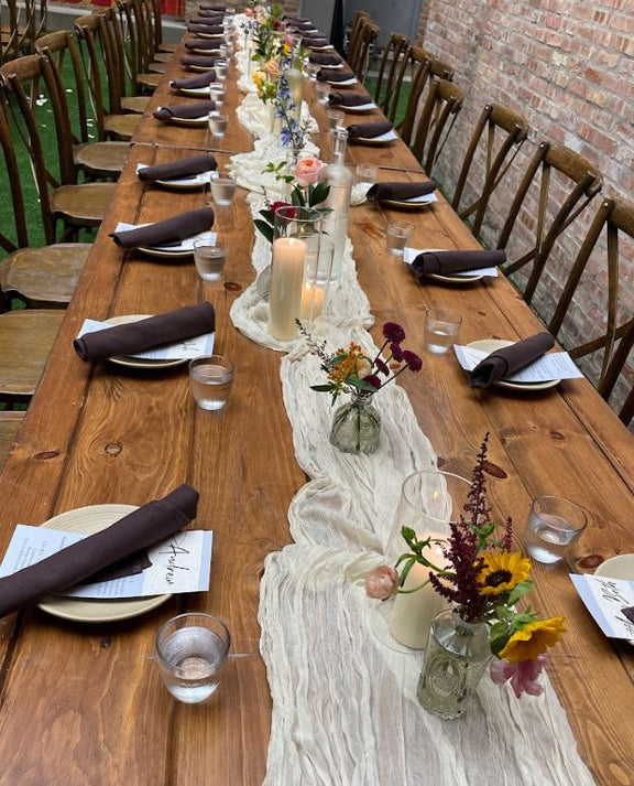 White Crinkled Cheesecloth Wedding Table Runner 3m – The Wedding of My ...