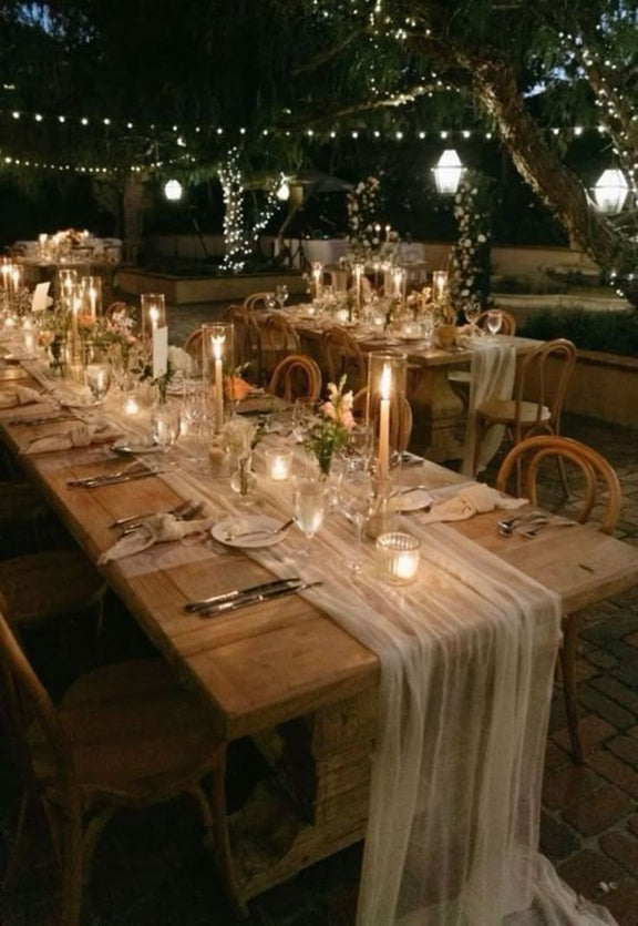 White Crinkled Cheesecloth Wedding Table Runner 3m – The Wedding of My ...