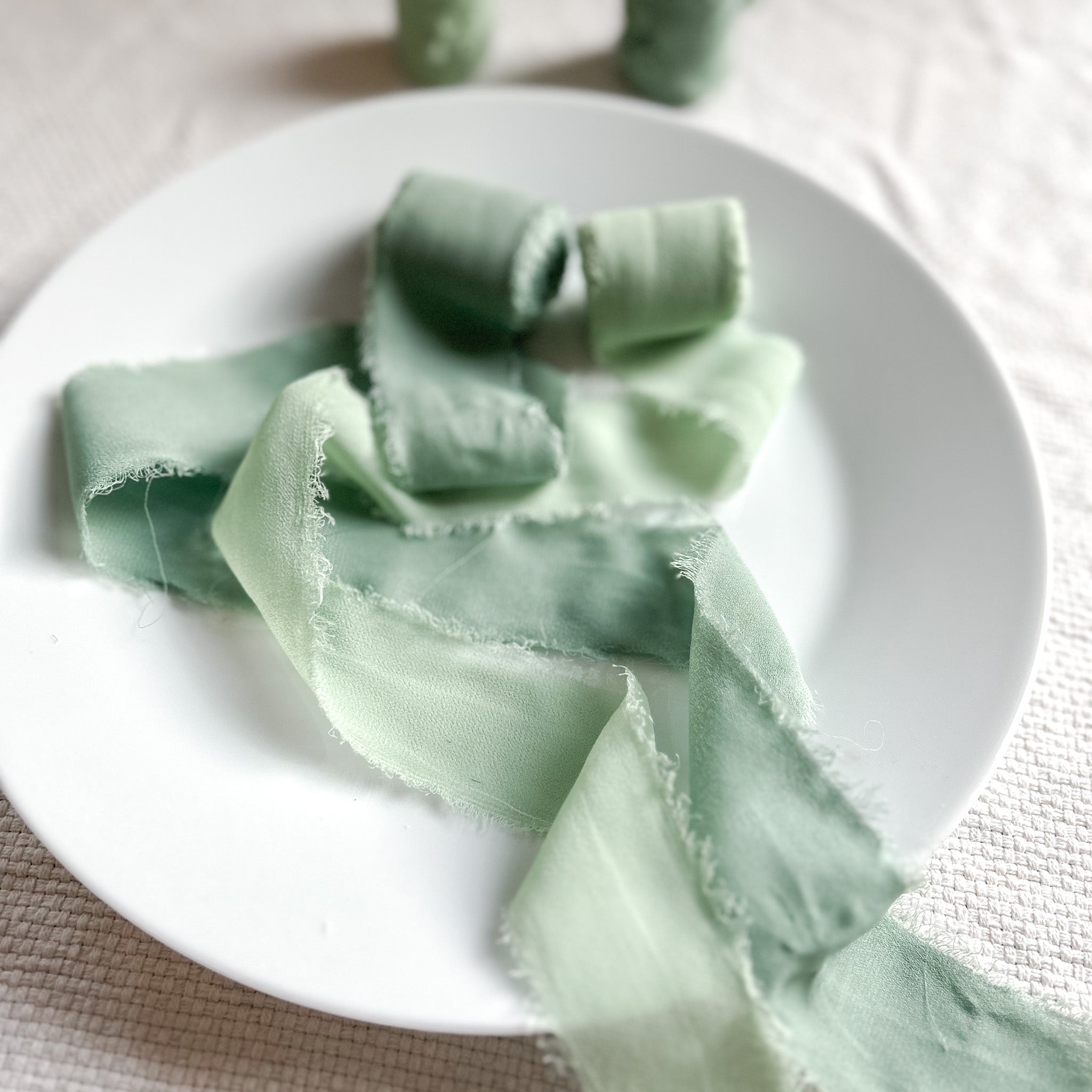 Chiffon Wedding Ribbons with Frayed Edges - Green 5m Roll – The Wedding ...