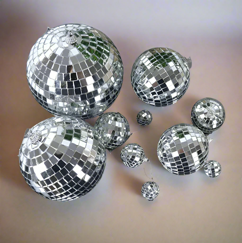 Silver Mirror Disco Ball Hanging Decoration (5cm/10cm/15cm/20cm/30cm ...