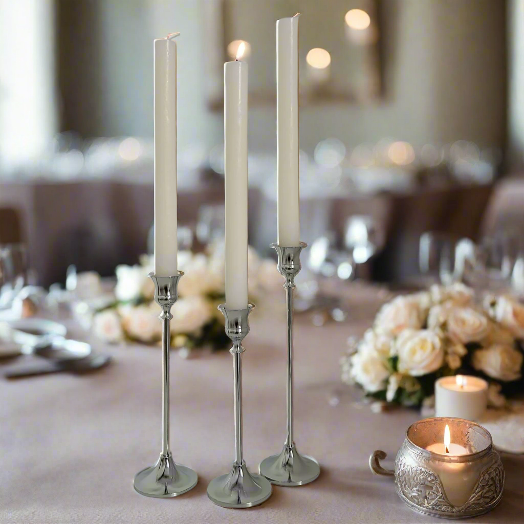Silver Candle Sticks – Set Of 3 – The Wedding of My Dreams