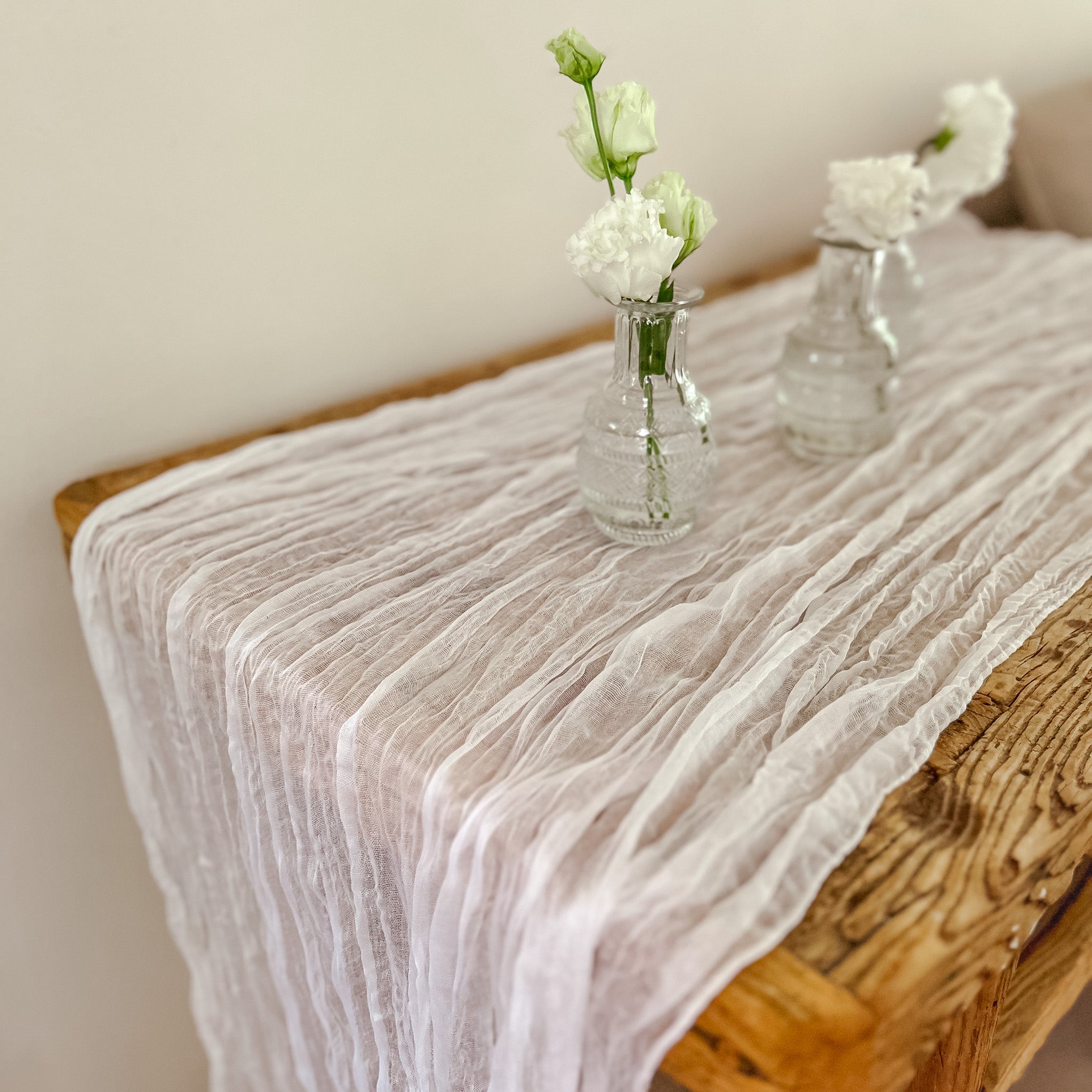 White Crinkled Cheesecloth Wedding Table Runner 3m – The Wedding of My ...