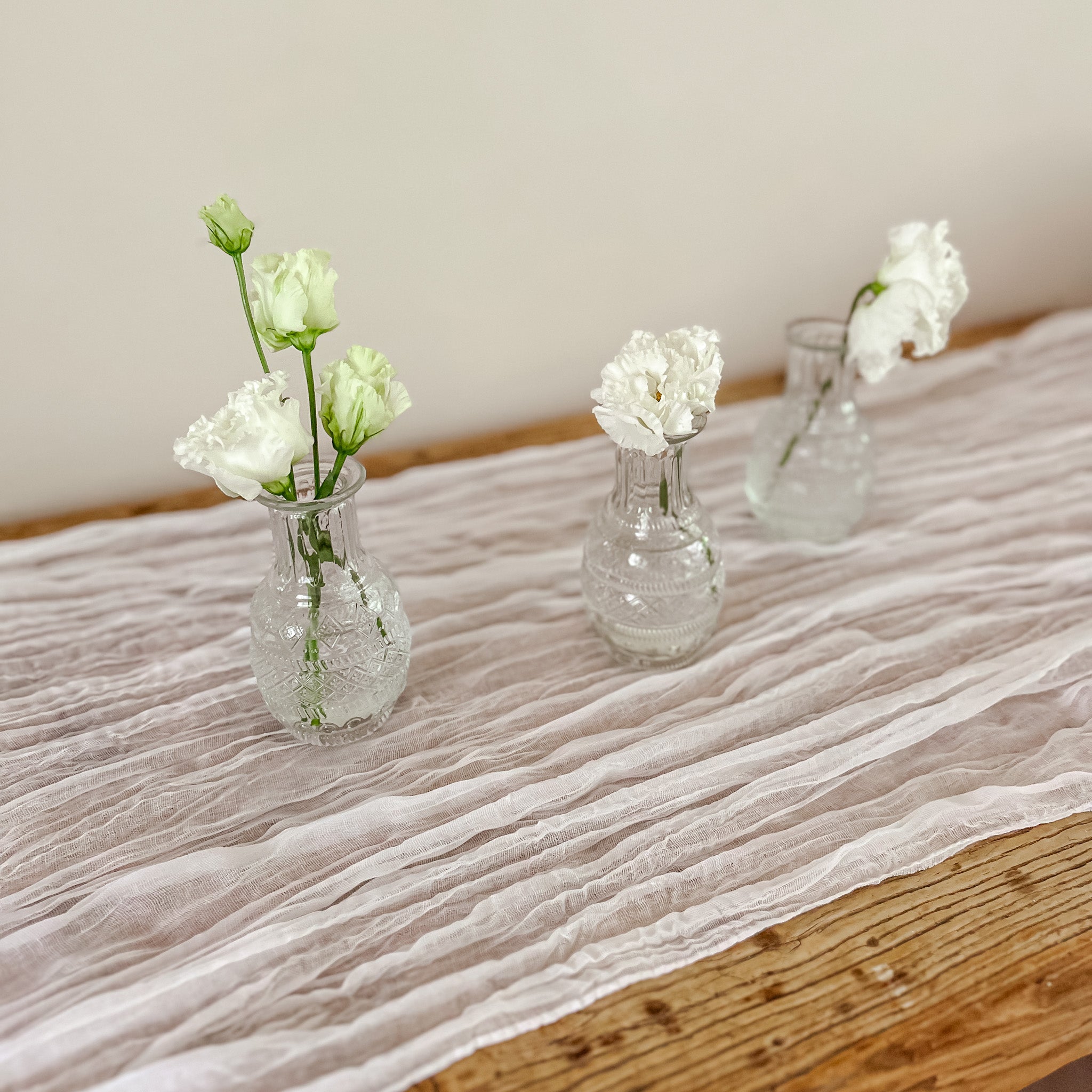White Crinkled Cheesecloth Wedding Table Runner 3m – The Wedding of My ...