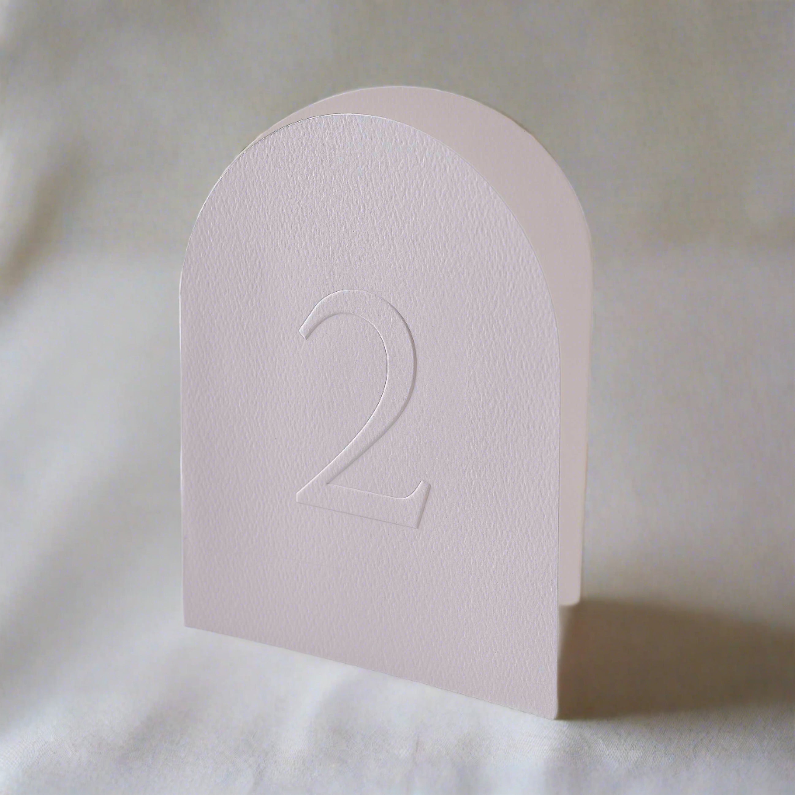 Arched White Embossed Wedding Table Number Cards (1 - 12) - Wedding St ...