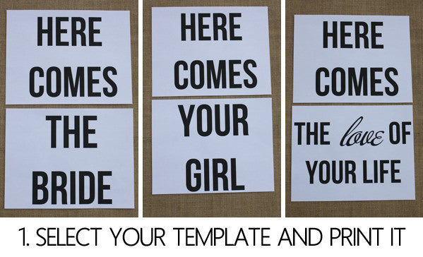 Hessian Here Comes The Bride Sign Template - Free Download – The ...