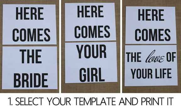 Hessian Here Comes The Bride Sign Template - Free Download – The ...