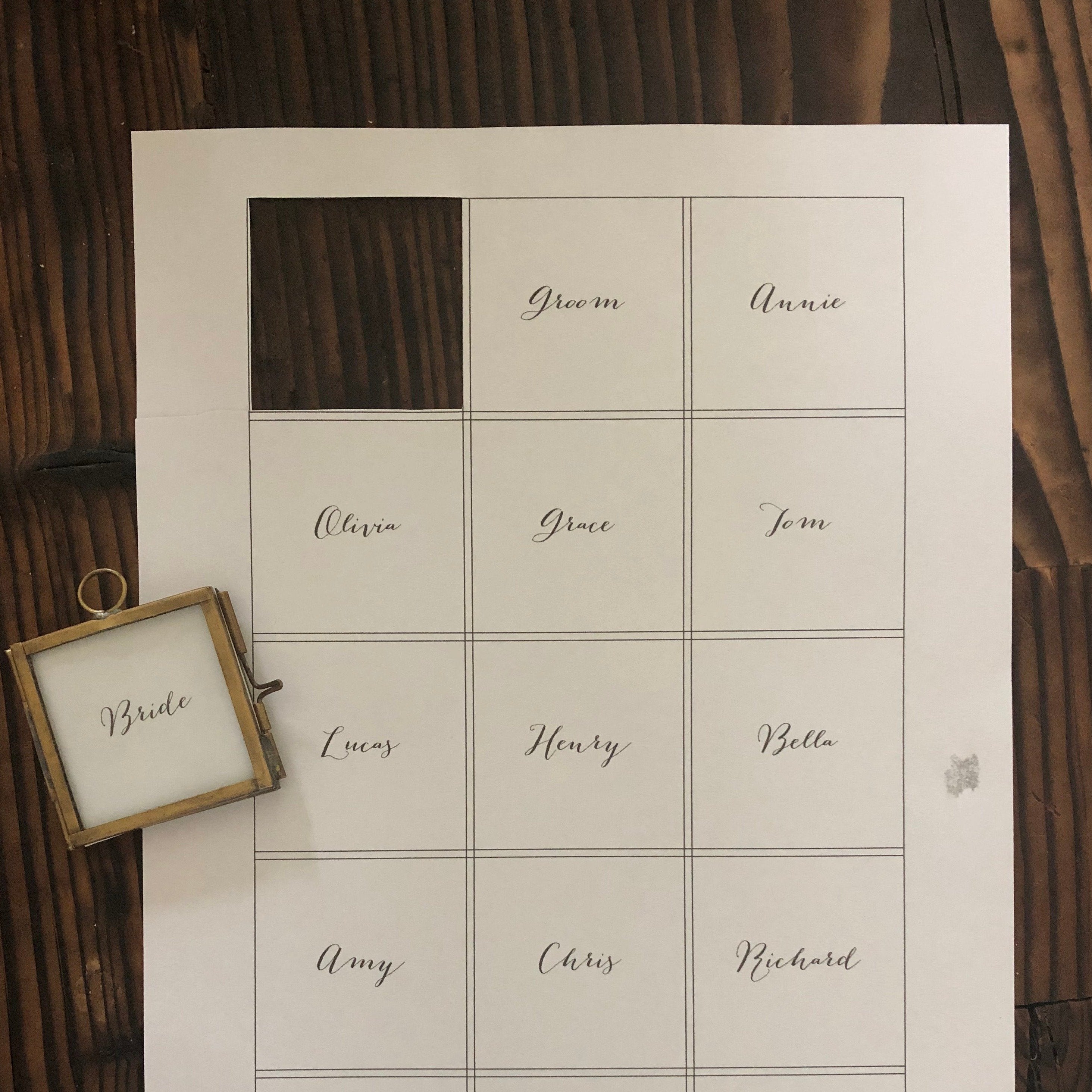 Printable Names for Tiny Brass Photo Frame Place Card – The Wedding of ...